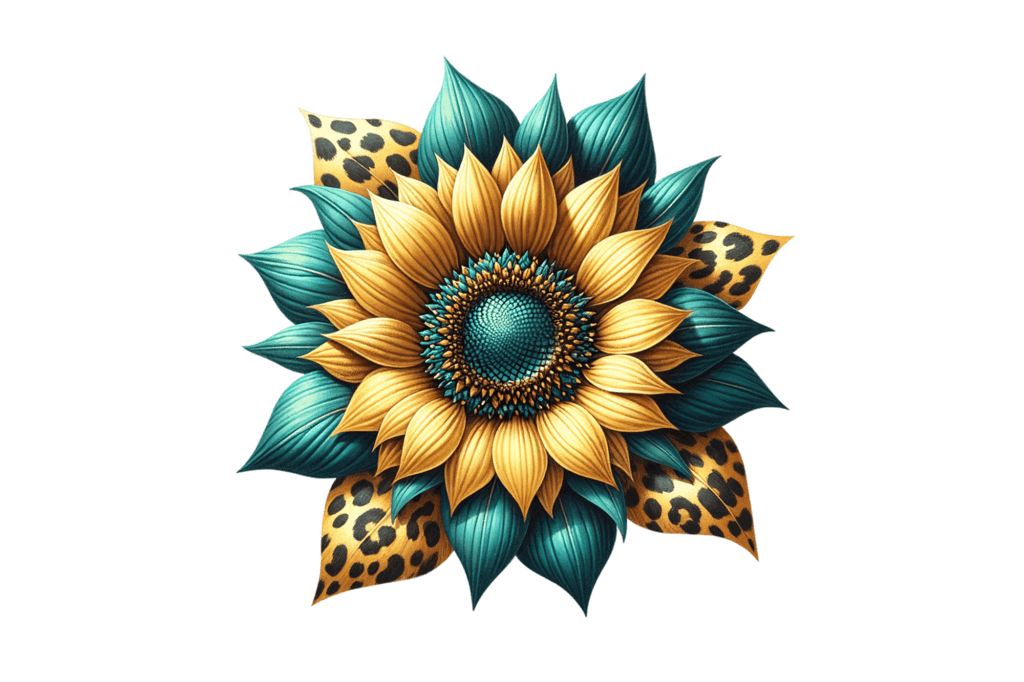 Turquoise sunflower - Tree Life Designs